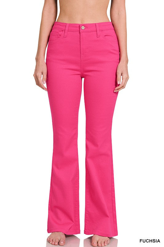 High Rise Bootcut Fuchsia Color Denim Pants – Best You Boutique LLC